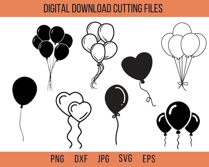 Bundle of Balloon Svg Balloon Clipart Birthday Balloons Hot - Etsy