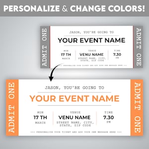Event Ticket Template, EDITABLE DIY Event Printable, Surprise Getaway ...