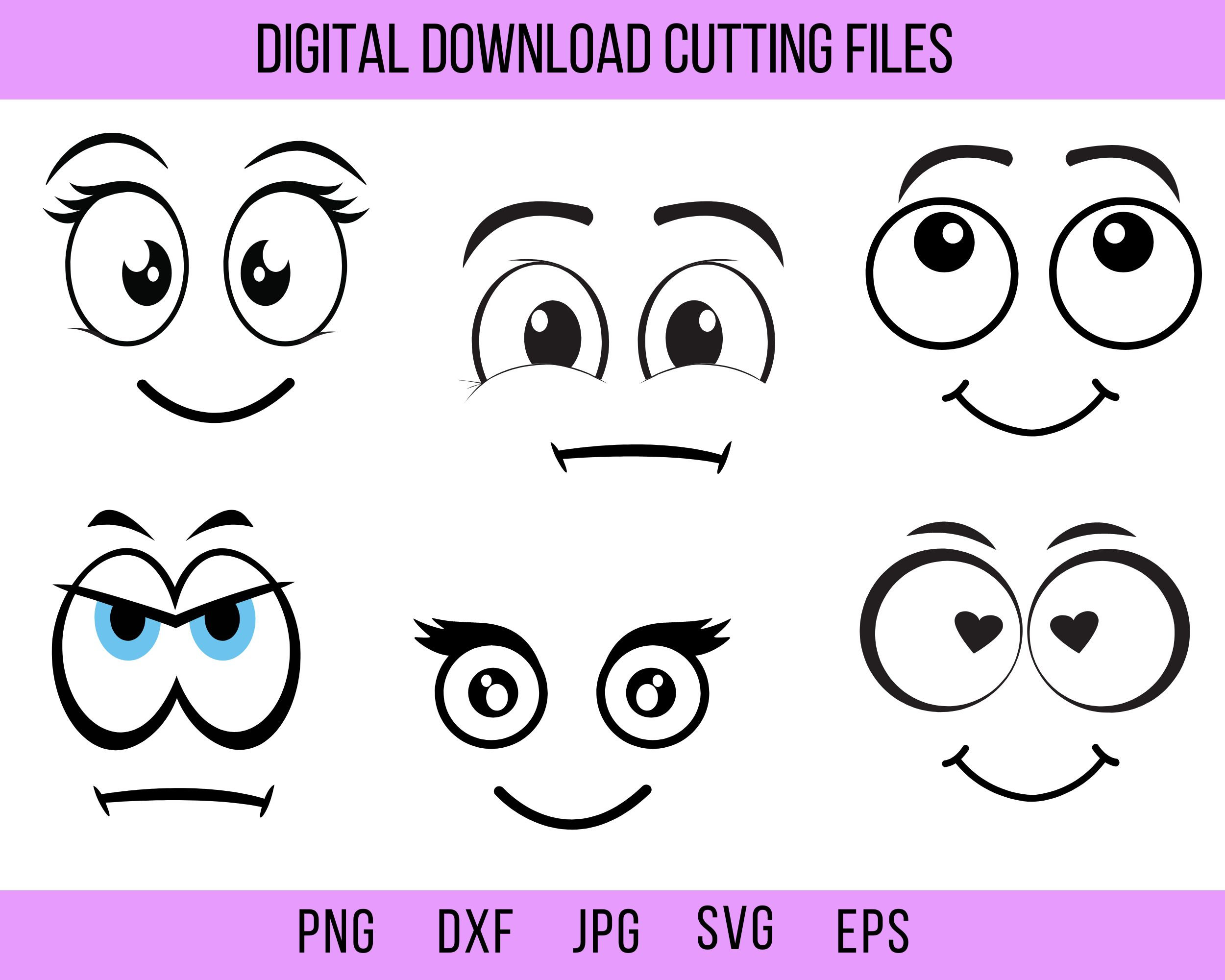 Cartoon Eyes SVG Bundle, Comic, Lashes, Faces (digital Download) - Etsy