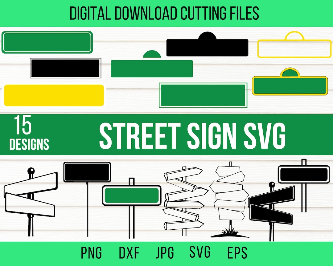 Street Name Sign SVG, Double Sided Destination Sign Svg, Blank ...