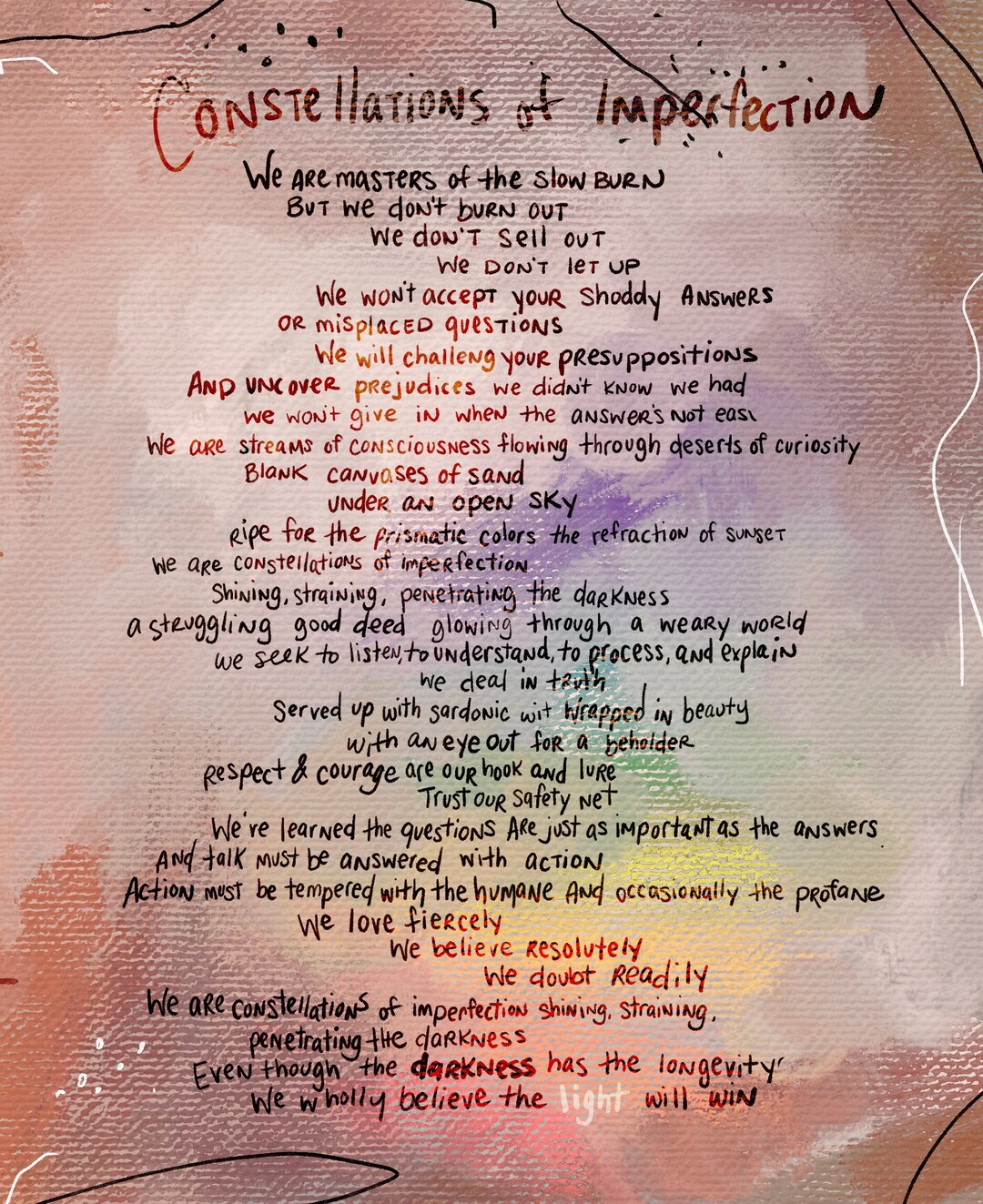 Constellations of Imperfection Poem Print - Etsy