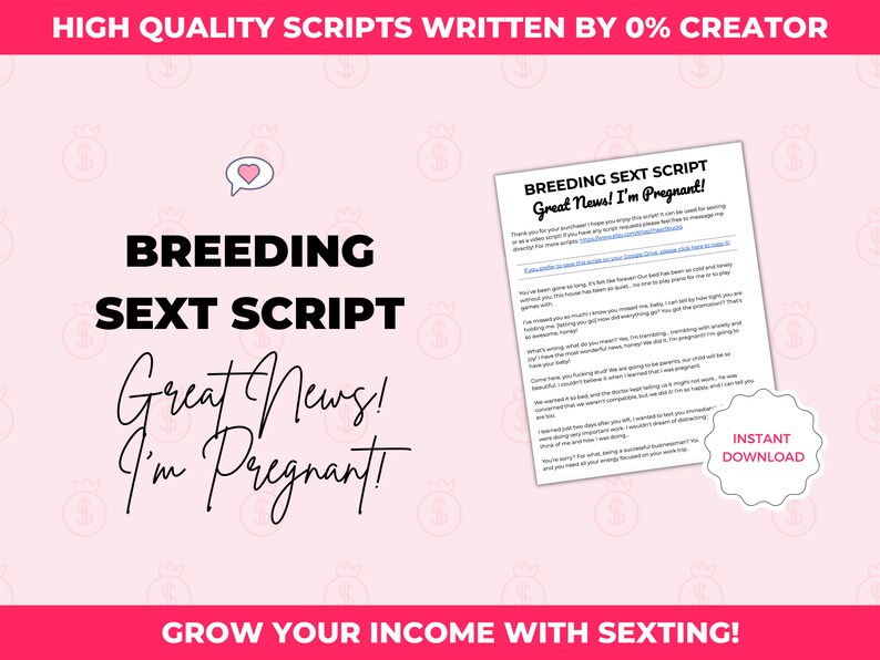 Breeding Sext Script, Pregnant Sexting Script, Adult Model, Onlyfans ...