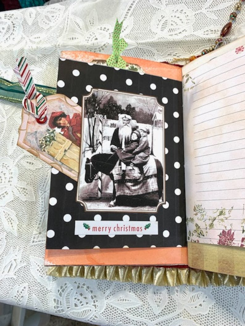 Christmas Journal, Handmade Journal, Memory Book, Vintage & Modern ...