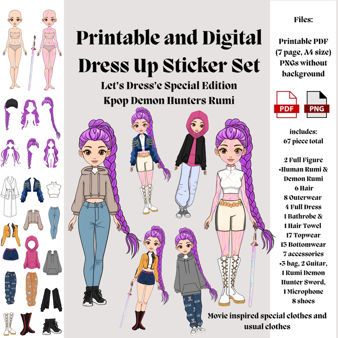 Let's Dress'e Kpop Demon Hunters Rumi | Digital Paper Doll & Dress up ...