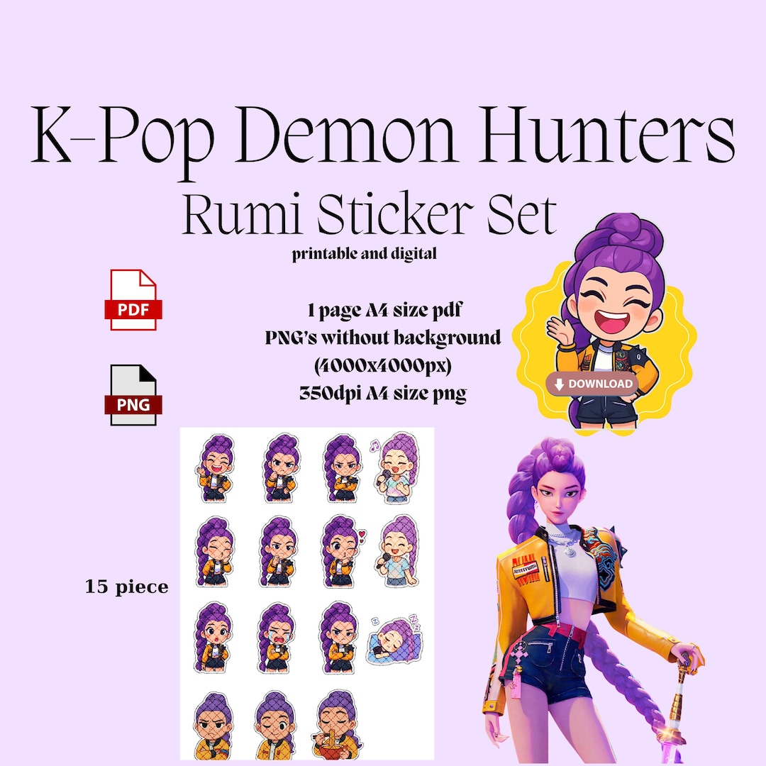 Kpop Demon Hunters Rumi Digital Sticker Set | Planner Stickers ...