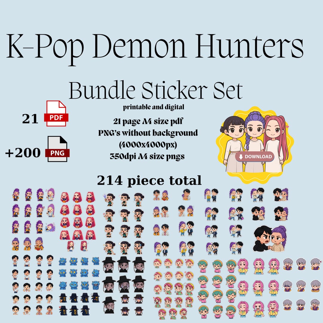 Kpop Demon Hunters Stickers | 200+ PNG, Printable PDF - Etsy