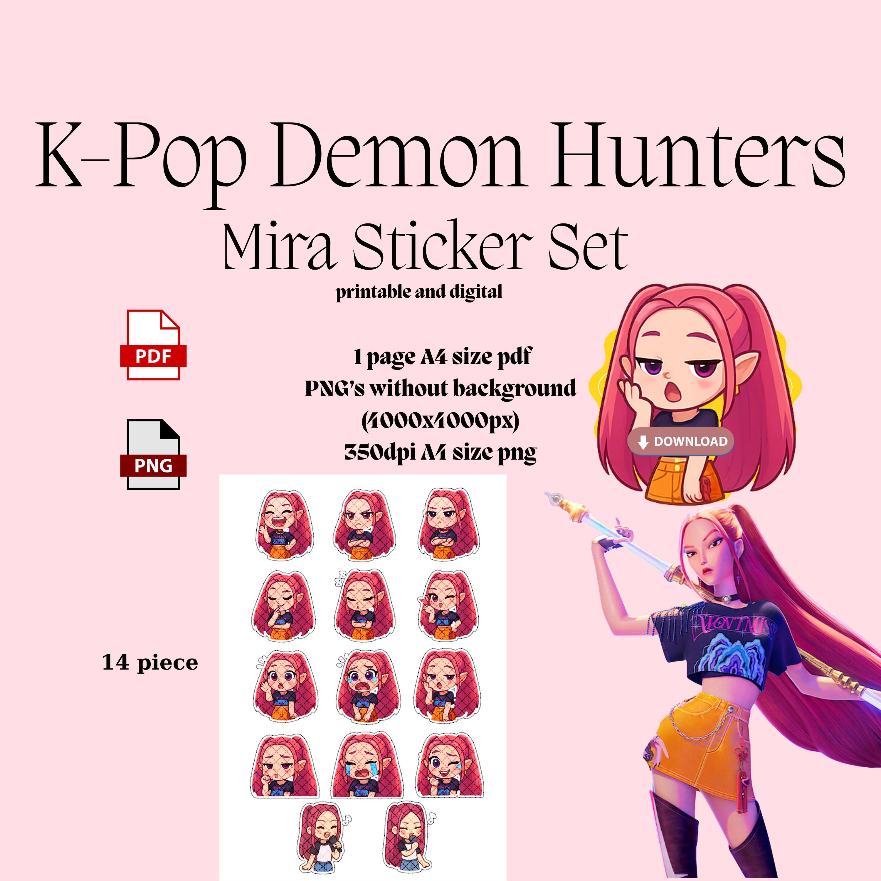 Kpop Demon Hunters Mira Digital Sticker Set | Planner Stickers ...