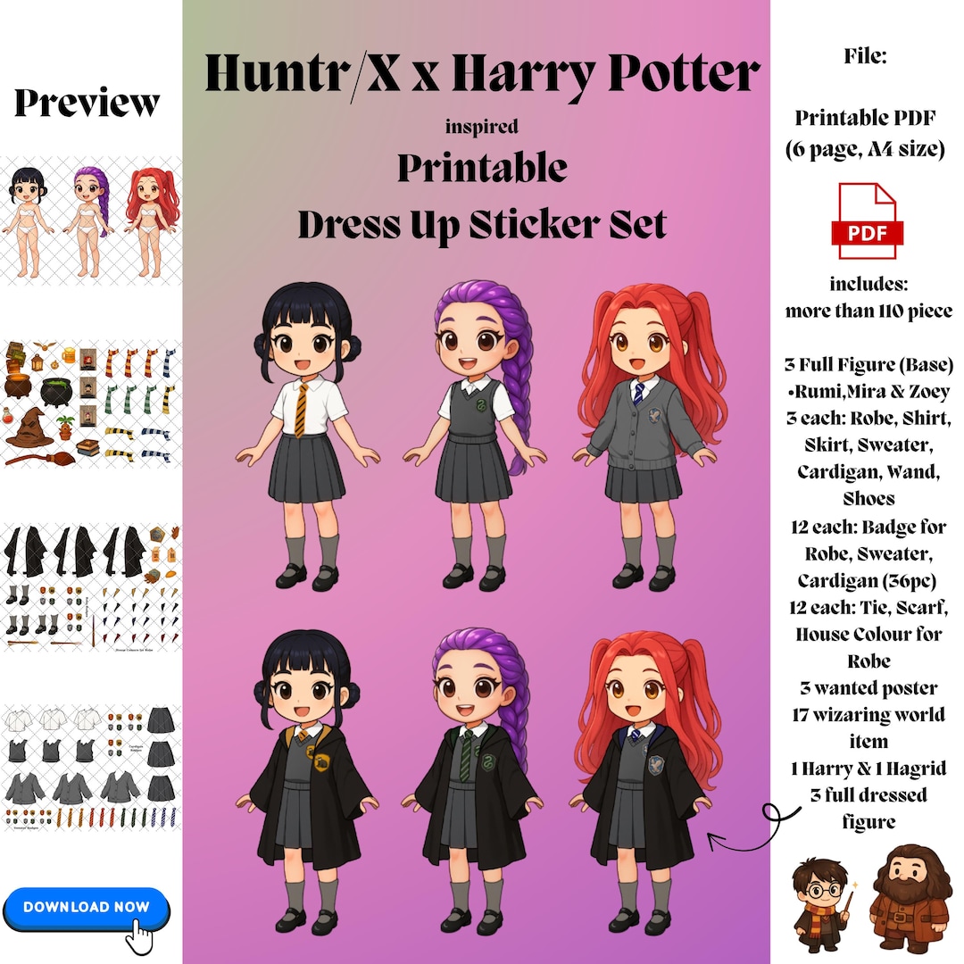 K-pop Demon Hunters Dress up Game | Harry Potter Inspired Printable ...