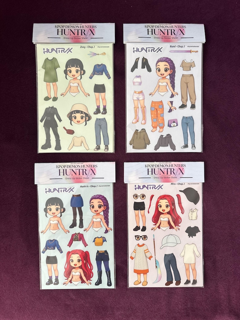 Kpop Demon Hunters Sticker Sheets | Huntr/x Chibi Dress Up - Etsy