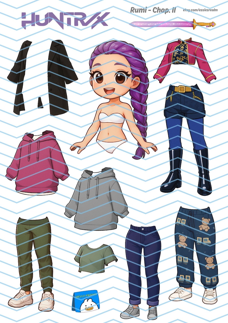Kpop Demon Hunters Rumi Dress up Sticker Set (printable PDF) - Etsy