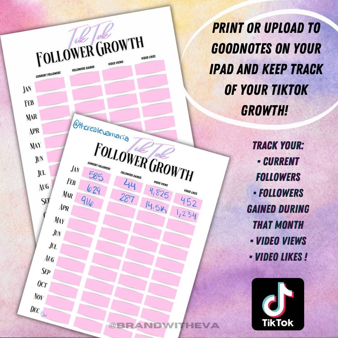 Tiktok Follower Growth | Tiktok Planner | Tiktok Template - Etsy