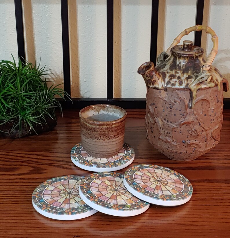 Absorbent Stone Coasters Digitally Printed Wavy Quartz - Etsy