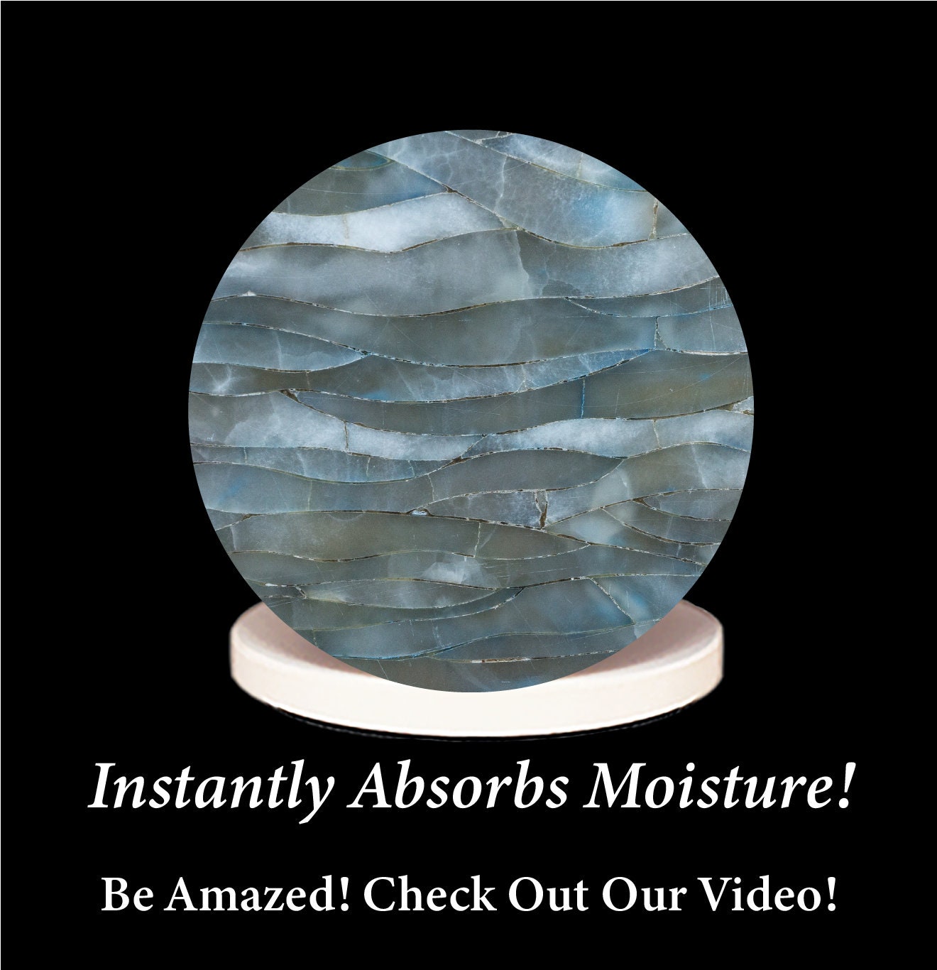 Absorbent Stone Coasters Digitally Printed Wavy Quartz - Etsy