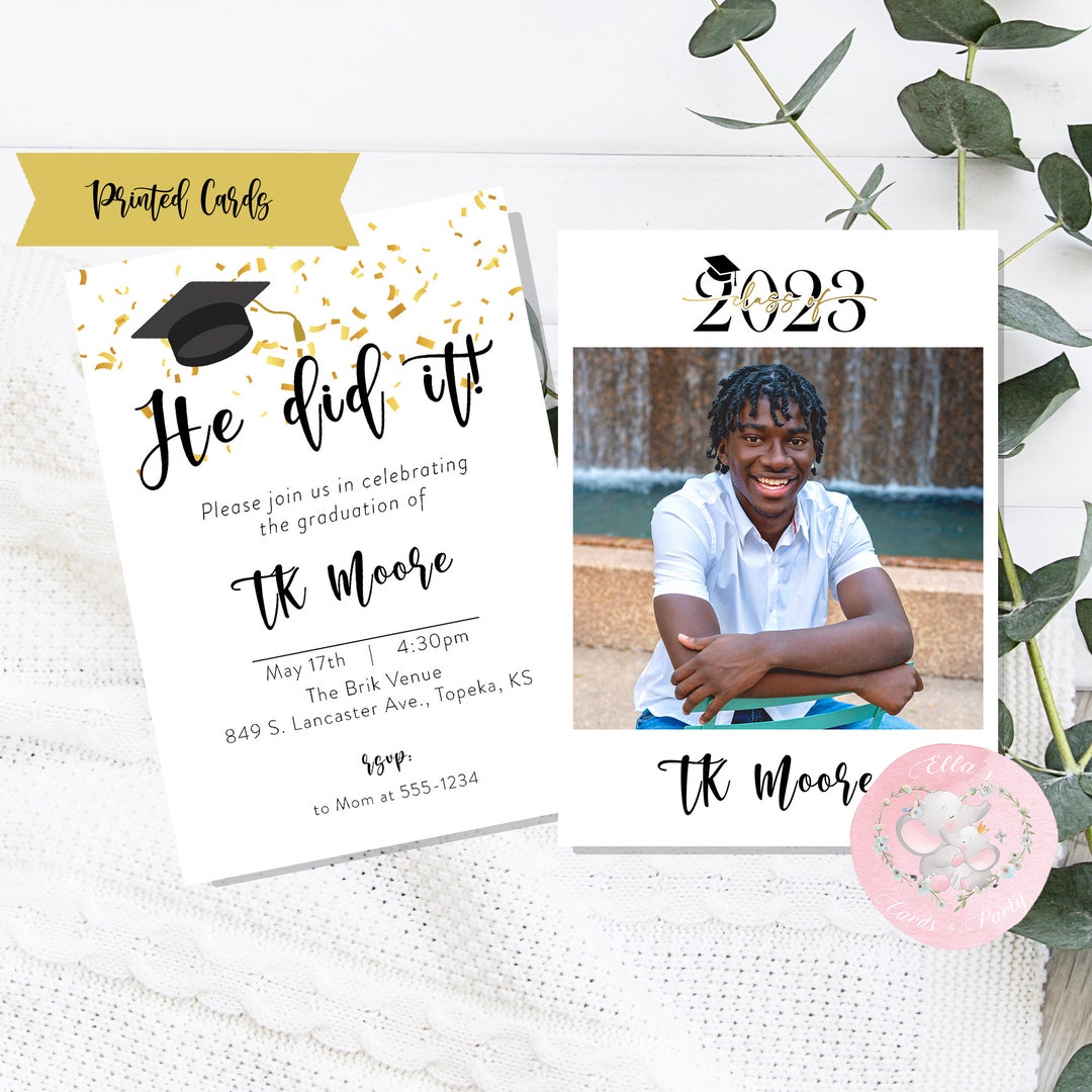 2023 Modern Graduation Invitations Gold PRINTED CARDS - Etsy