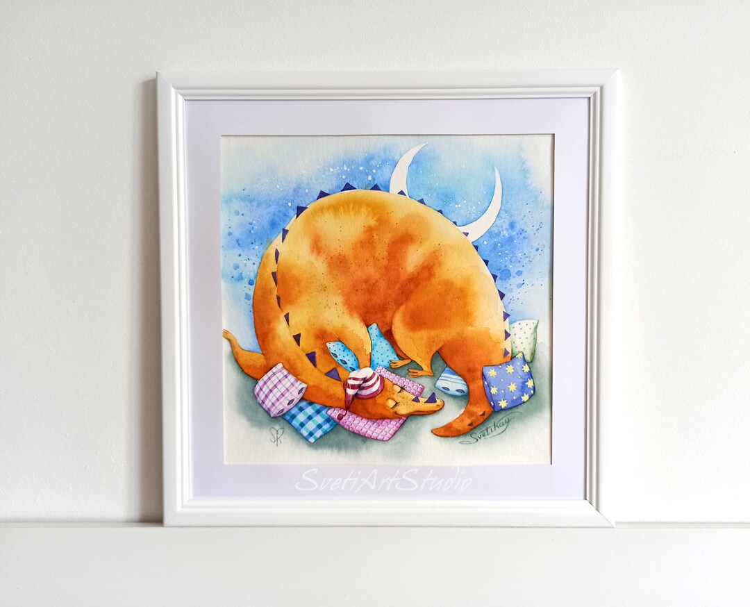 Sleeping Dragon Art Dragon Original Watercolor Art Fantasy - Etsy