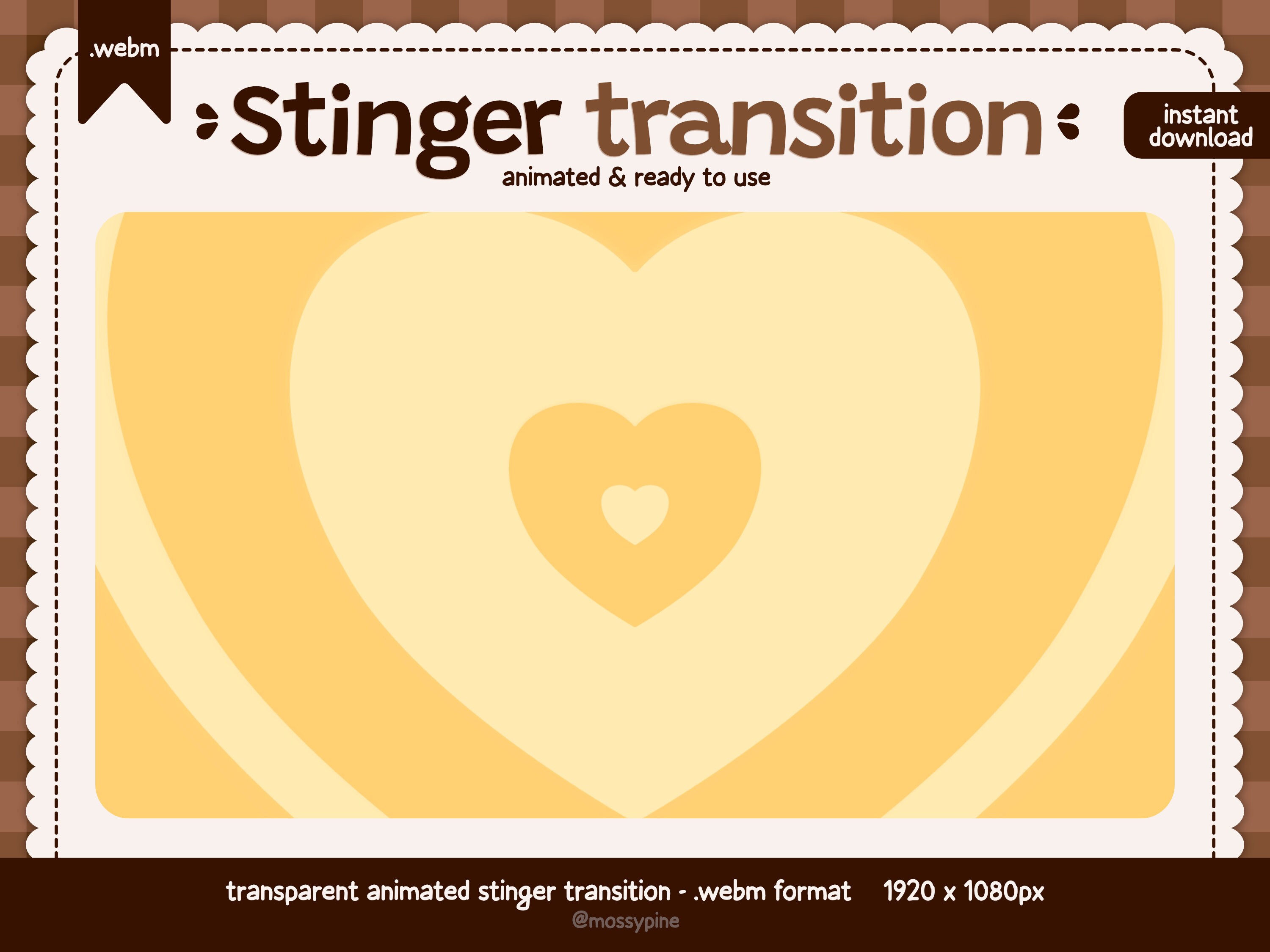 Twitch Yellow Animated Heart Stinger Scene Transition Streamer Kawaii ...