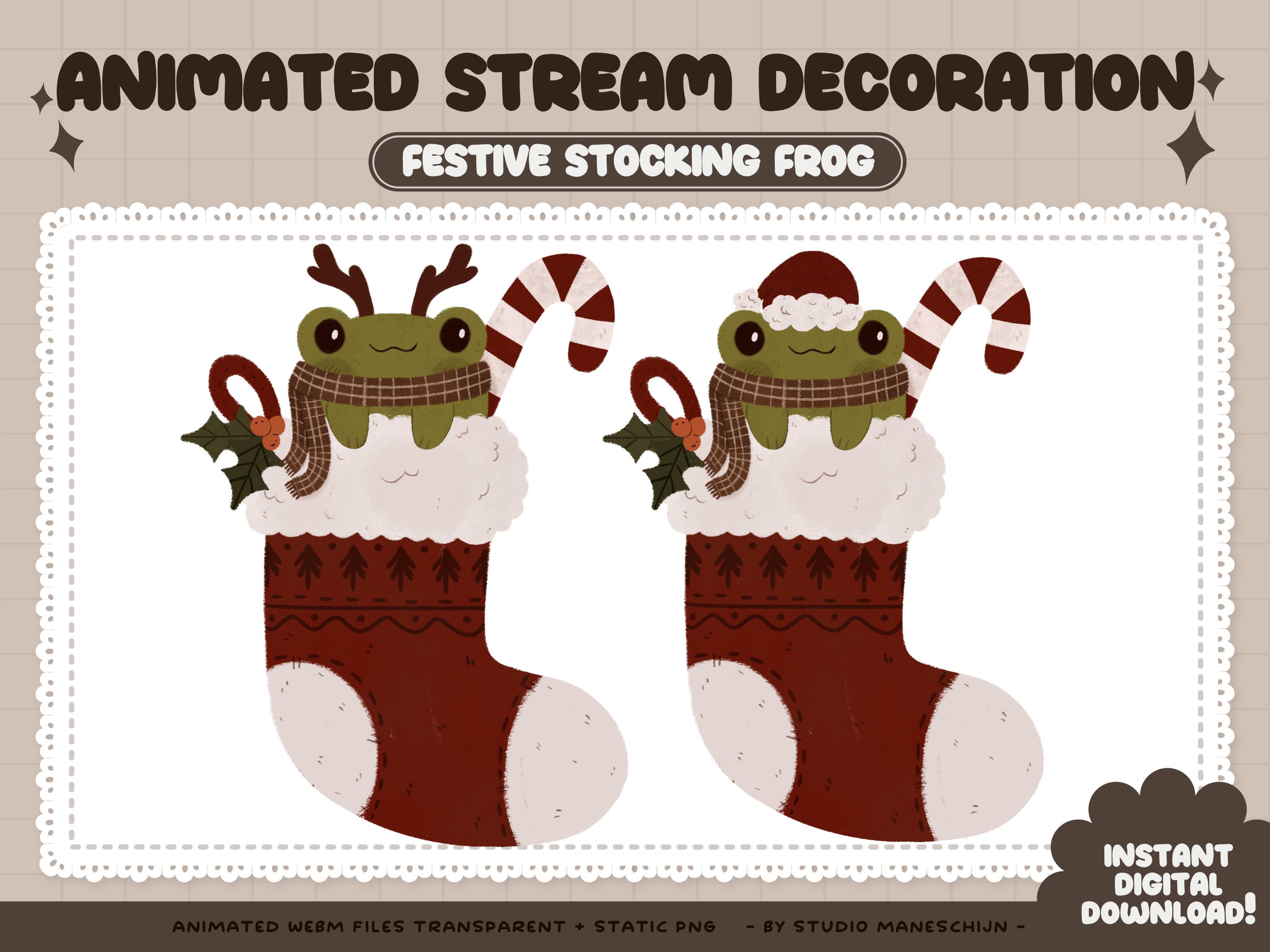 Animated Stream Decoration Christmas Frog Stocking Lofi Aesthetic ...