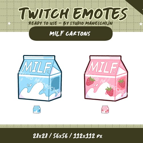 Strawberry Milk Box Emote Cute Twitch Emote Design Twitch - Etsy