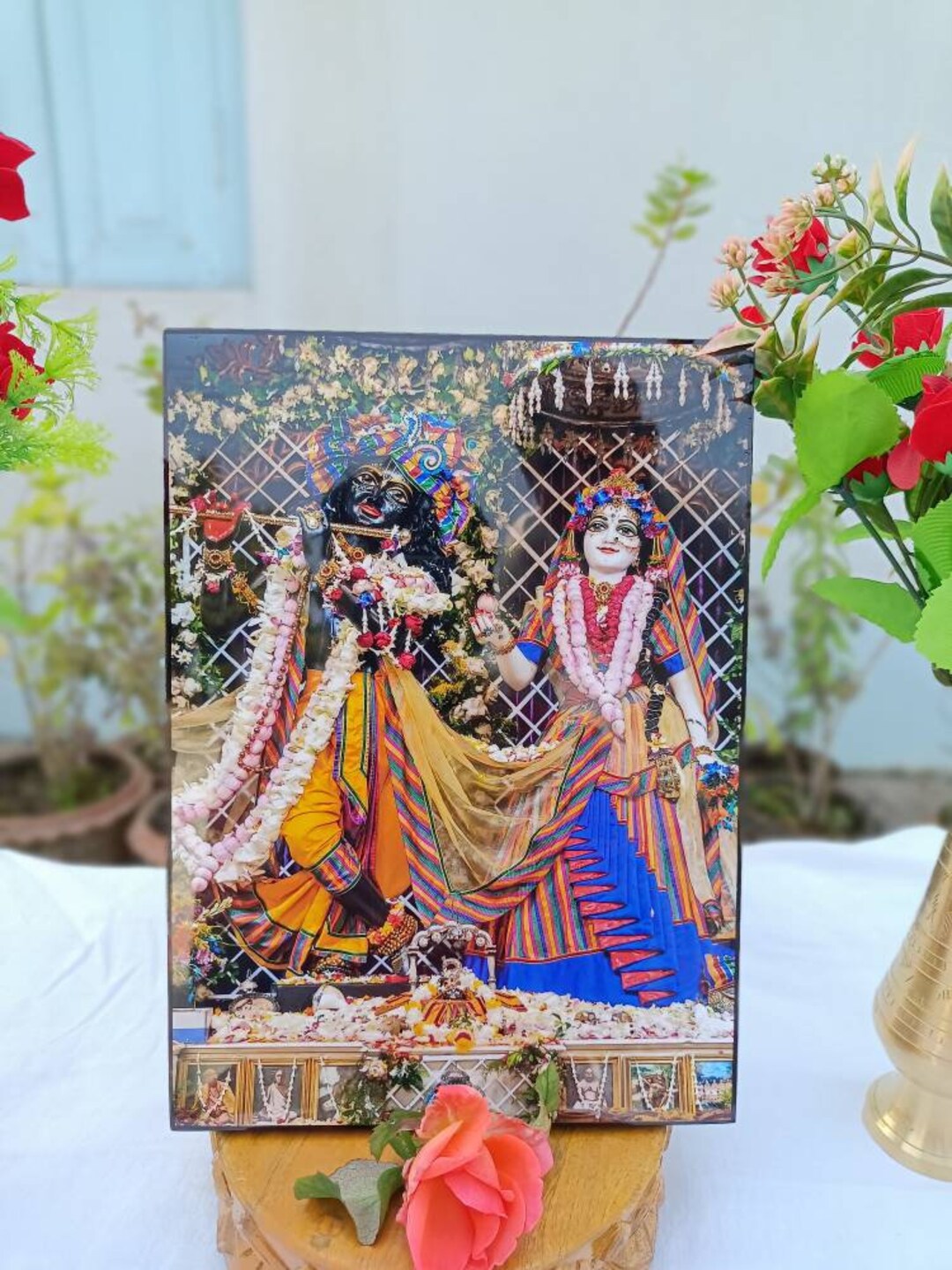 Beautiful Mayapur Iskcon Radha Madhab Laminated Best Quality Picture Size 811 Inches, Holy ...