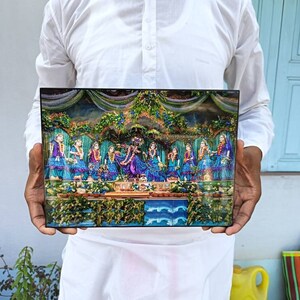 Beautiful Iskcon Mayapur Radha Madhab Ashtasakhi Rapicture, Size 8×11" Inches, Laminated Super ...