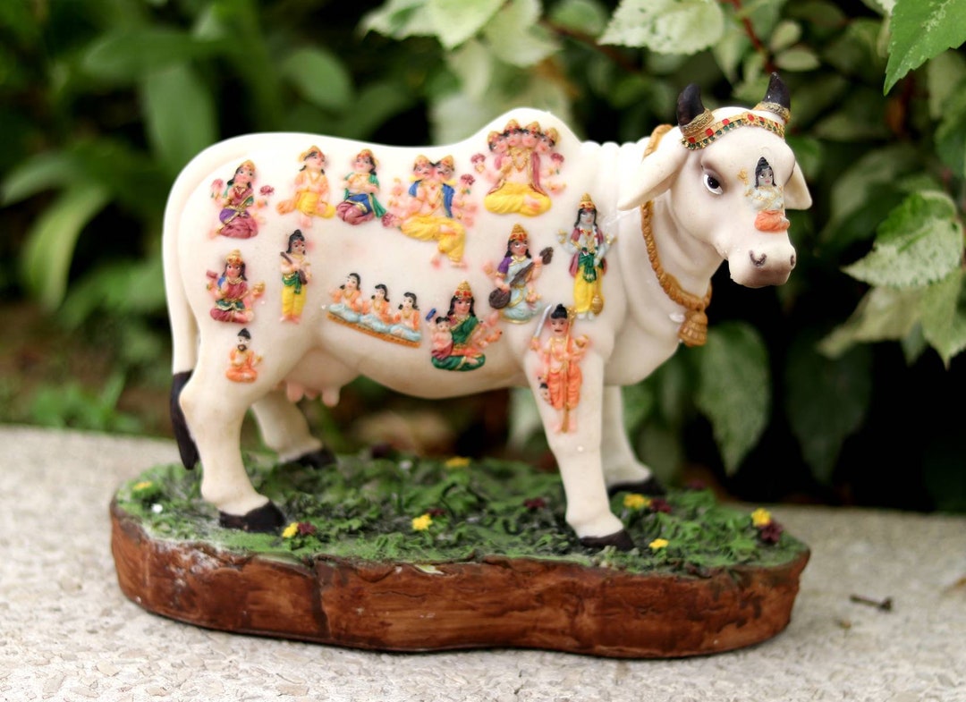 Beautiful Marble Big Size Surabhi Mata Cow, Height 7 Inches, Length 8 ...
