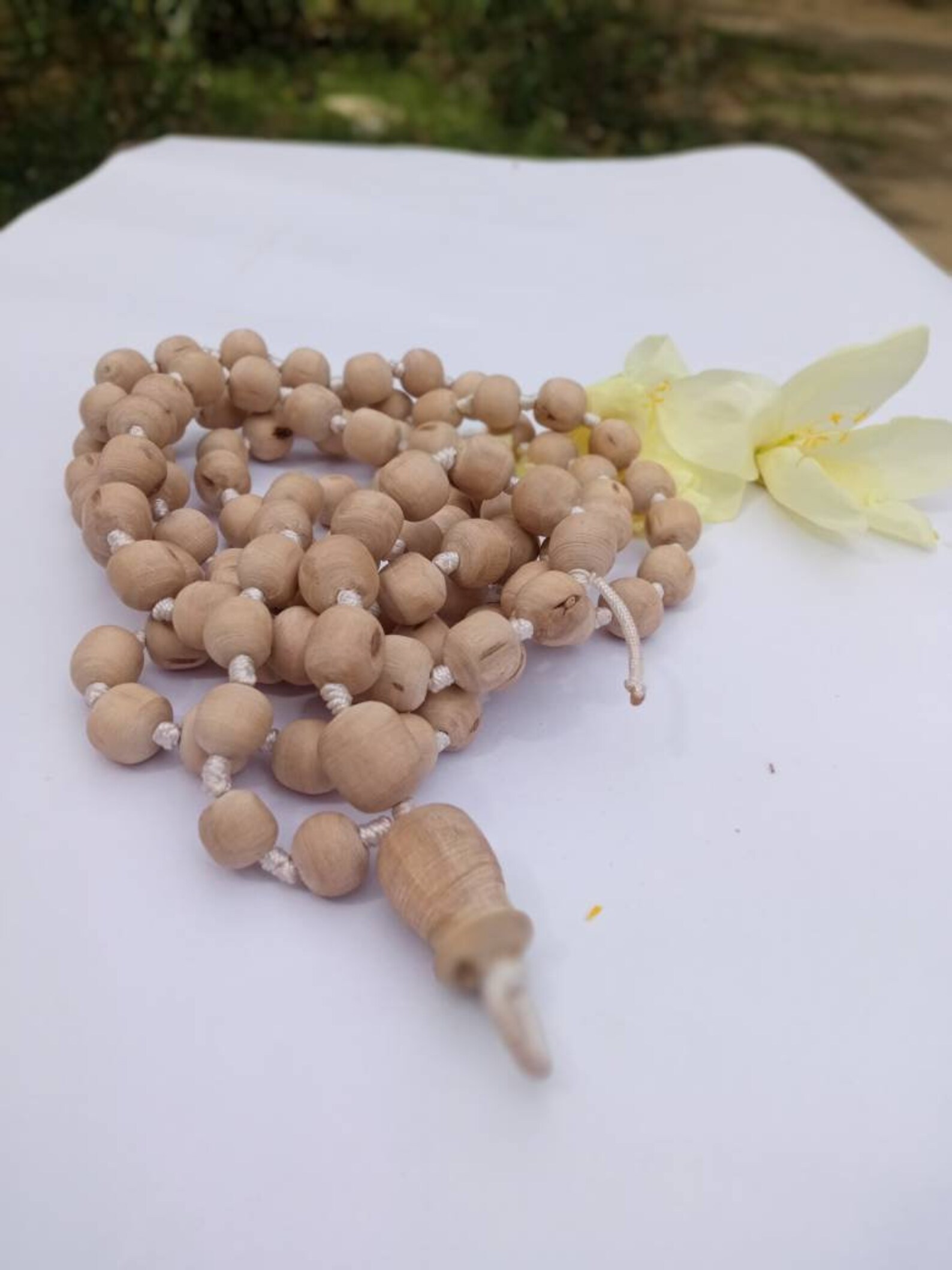 Pure Tulsi Spherical Bead Japa Mala, Chanting Mala, Prayer Beads ...
