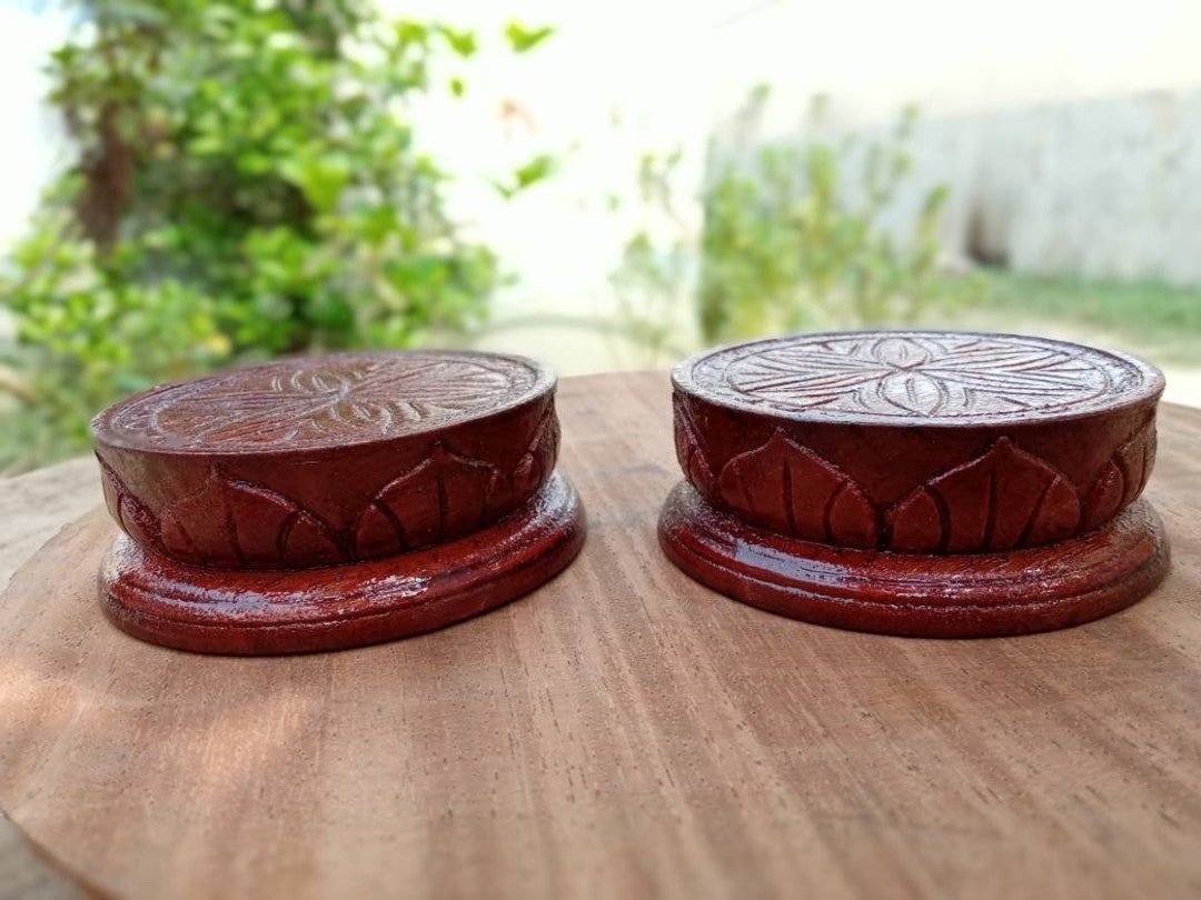Wooden Lotus Stand 1 Pair for Radha Krishna, Gaura Nitai for Size Read ...