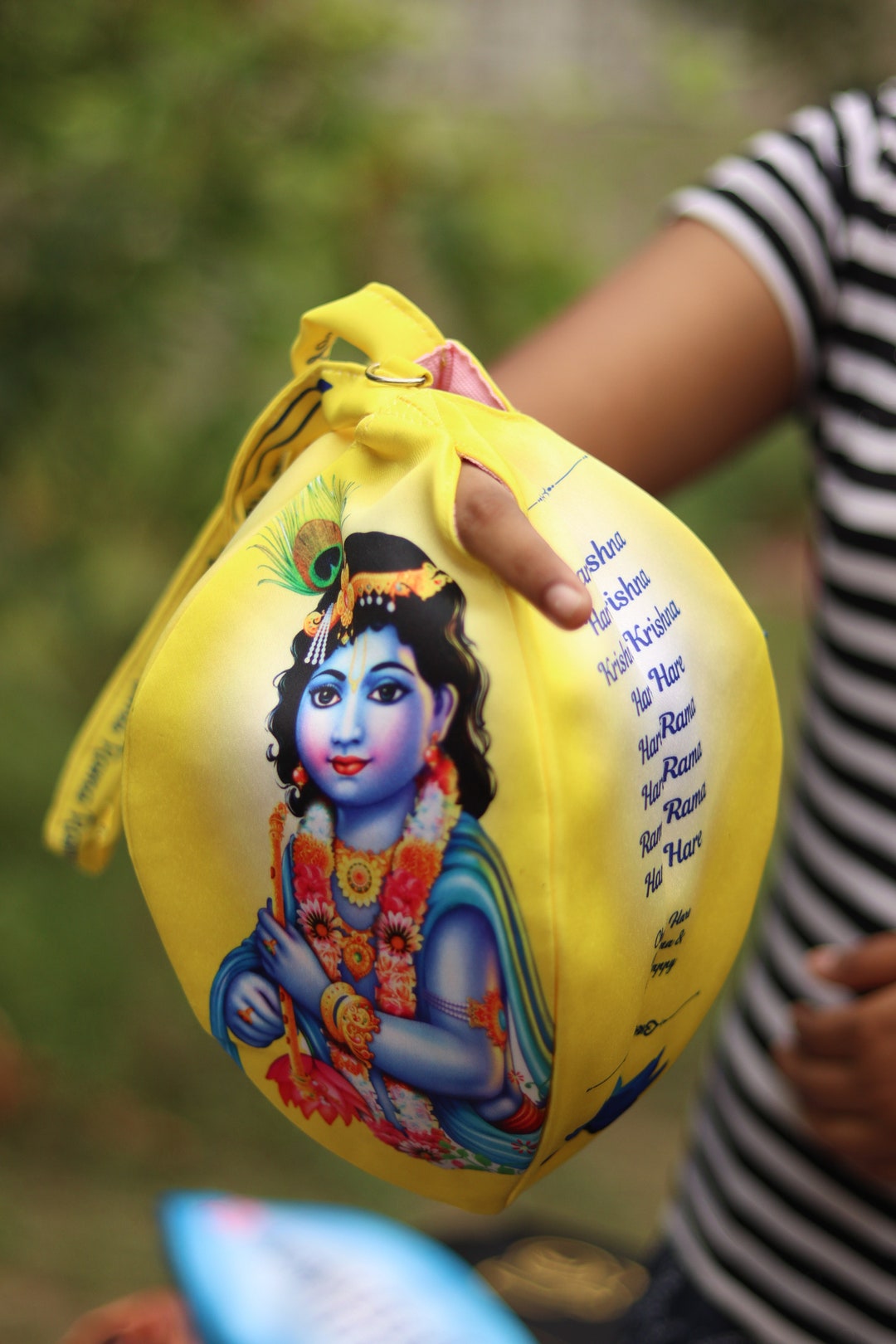 Japa Bag, Krishna Photo Printed Satin Chanting Bag, Prayer Bag Elevate ...