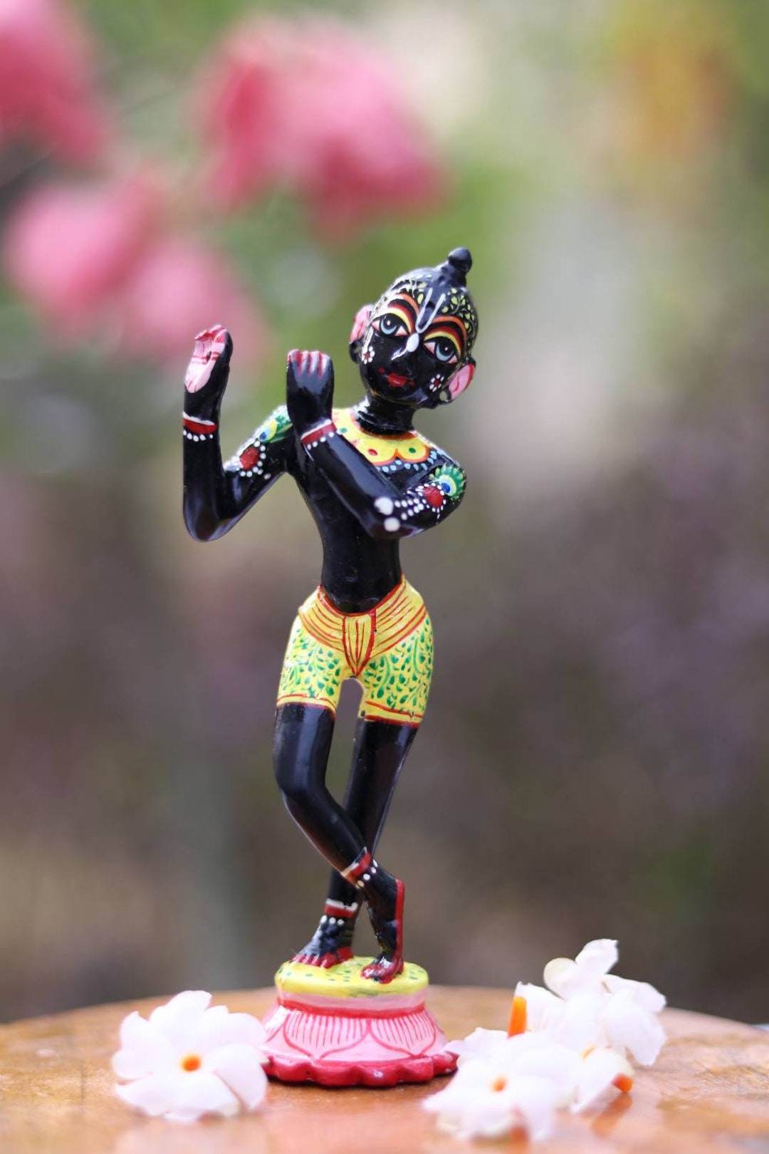 Brass Black Krishna Idol, Statue/ Madhab Murti With Painting and One ...