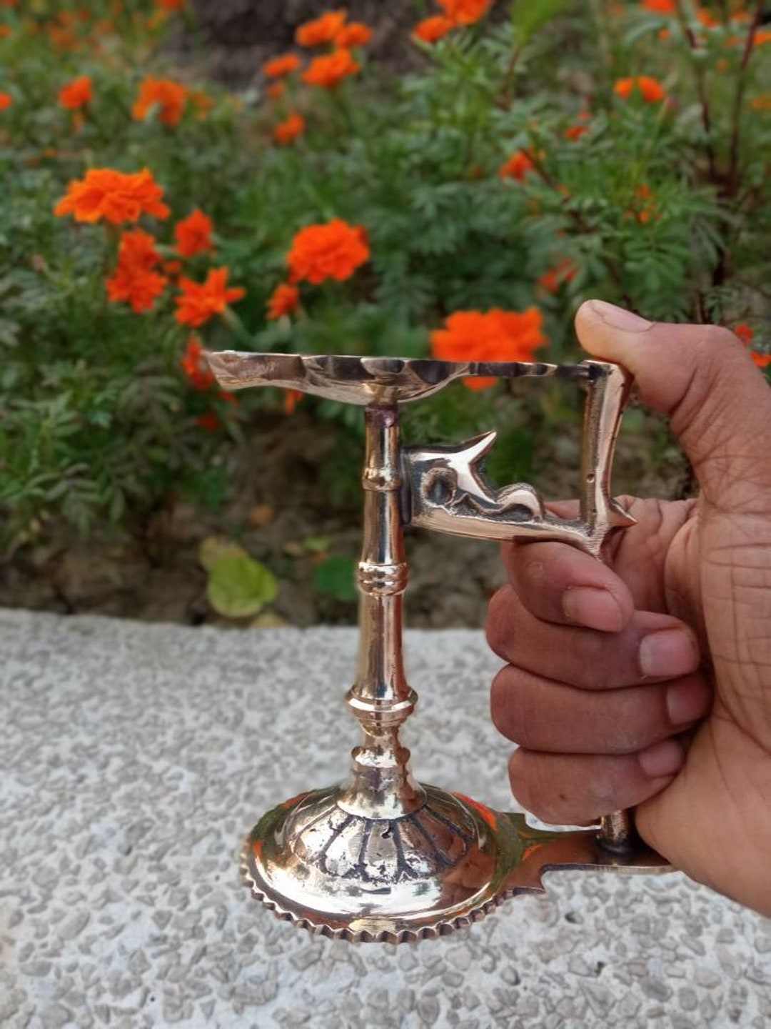 Buy Beautiful Handmade Brass Lamp for Puja Tulsi Arati. Online in India ...