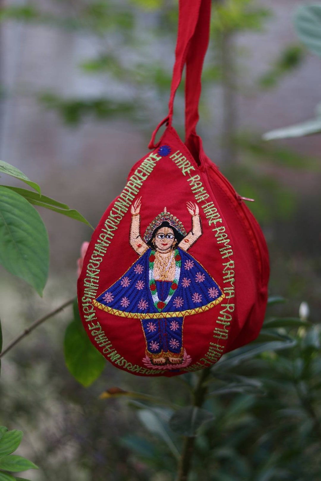 Beautiful Handmade Pure Cotton Dark Red Embroidered Lord Chaitanya ...