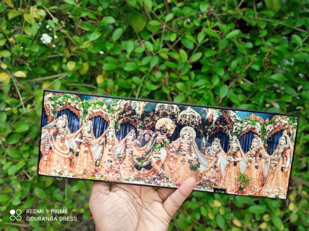 Beautiful Iskcon Mayapur Radha Madhab With Astasokhi Picture, Size 412 Inches, Laminated Radha ...
