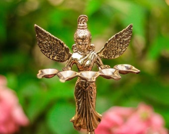 Brass Five Lamp or Panch Pradeep or Diya for Puja, Arati, Height 8 Cm ...