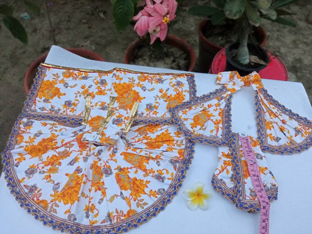 Beautiful Cotton Radha Krishna White Yellow Floral Printed - Etsy