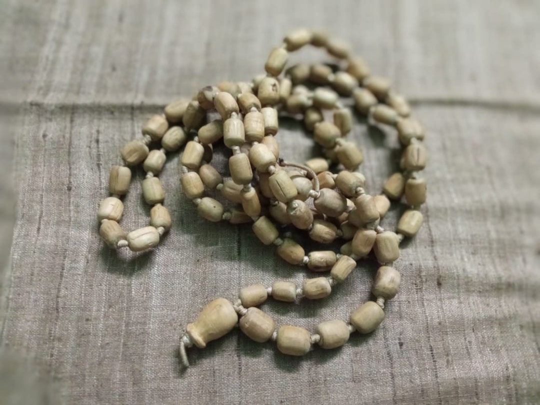 Pure Tulsi Japa Mala, Chanting Mala, Prayer Beads, Cylindrical Bead ...