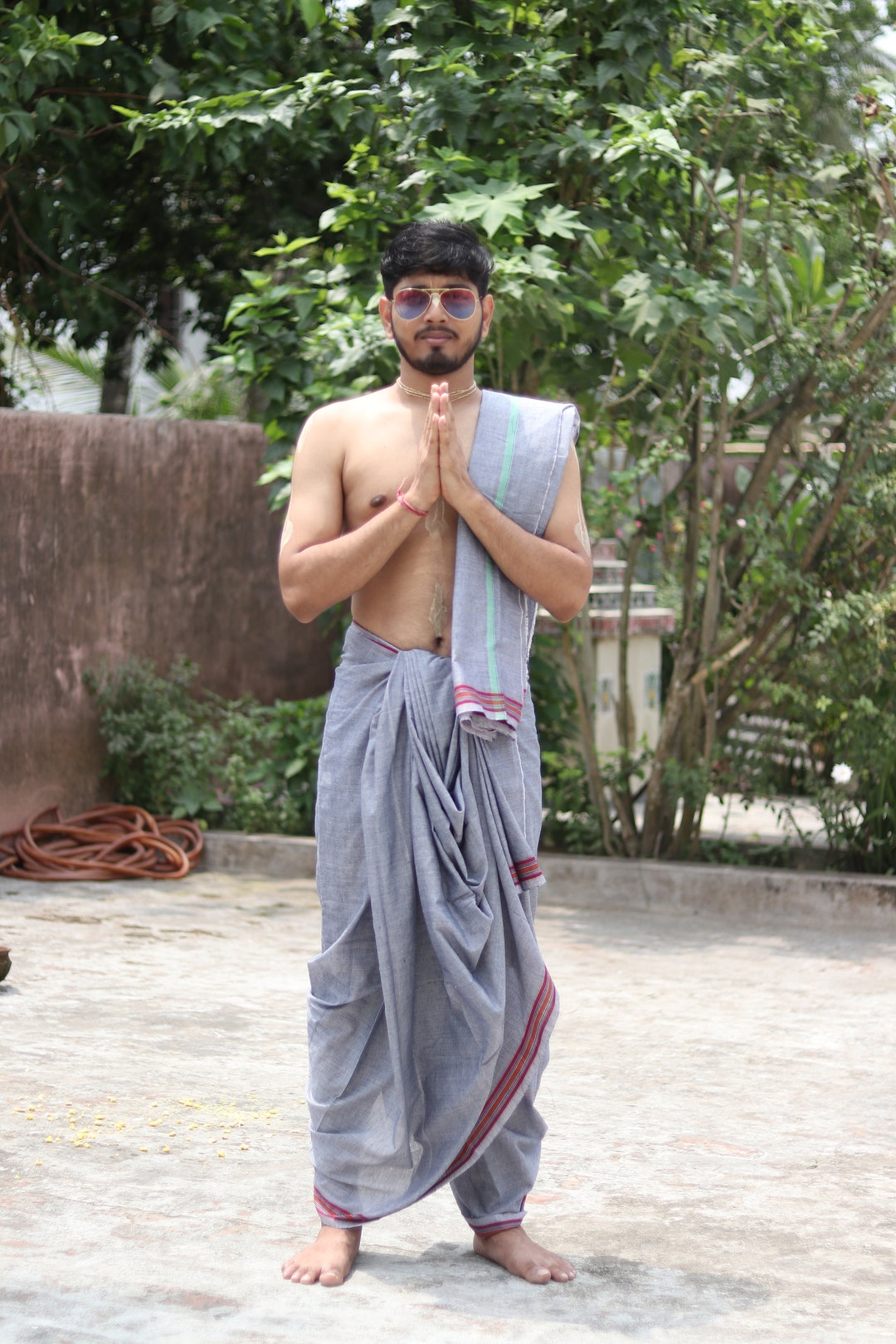 Beautiful Handmade 100% Pure Cotton Dhoti, With Uttorio ( Piece of ...