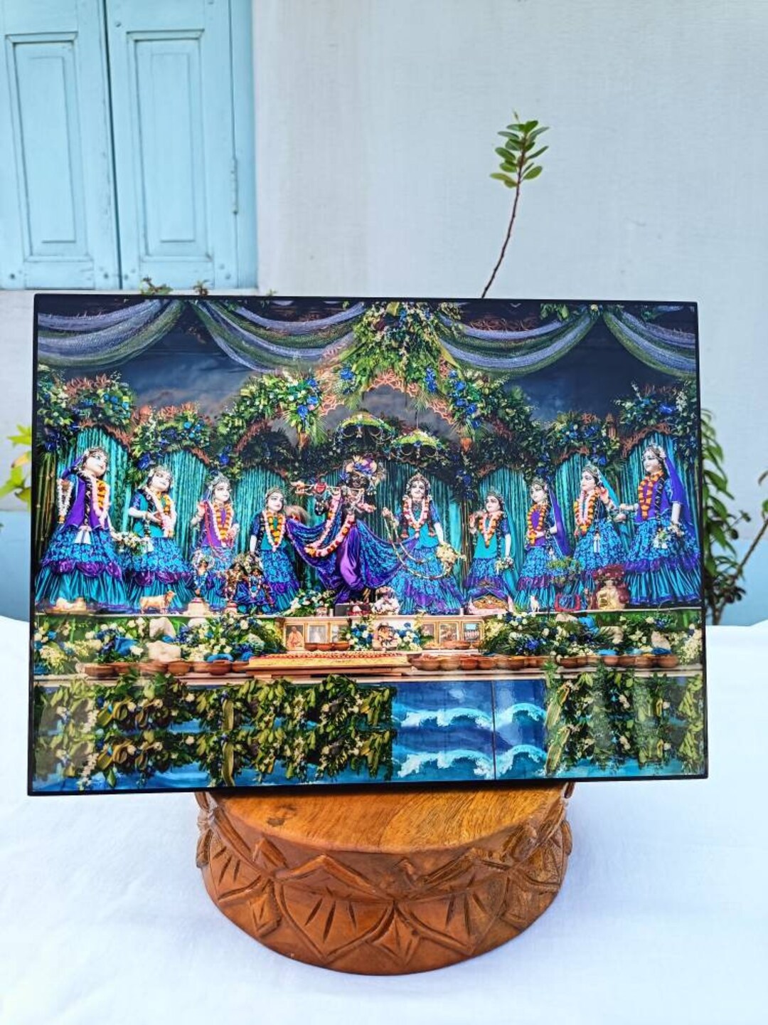 Beautiful Iskcon Mayapur Radha Madhab Ashtasakhi Rapicture, Size 8×11" Inches, Laminated Super ...