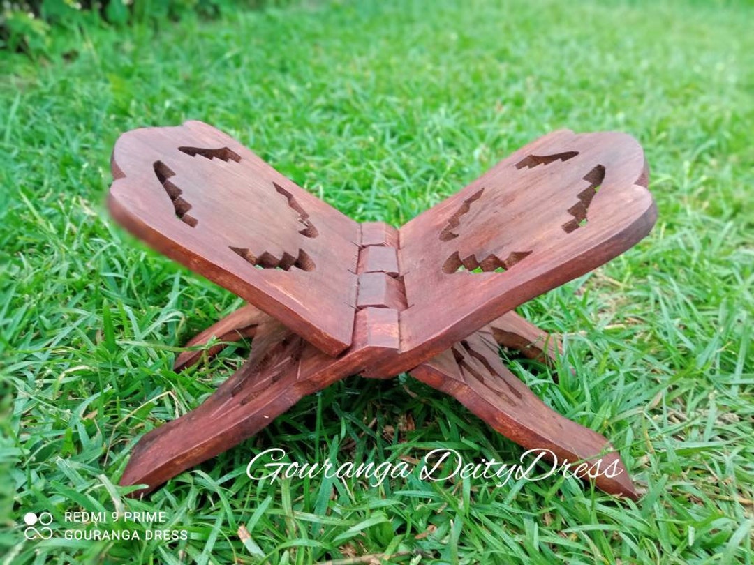Beautiful Hand Made Wooden Book Stand for Gita and Other Books Reading ...