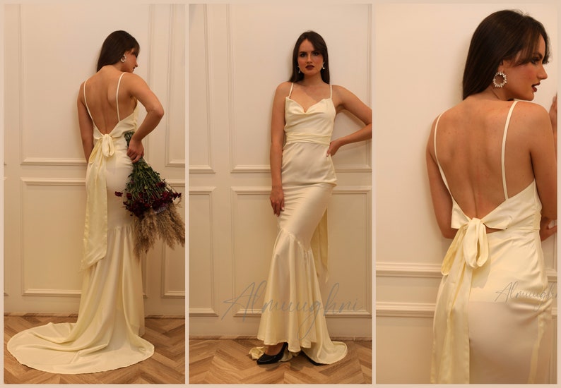 Backless Wedding Dress Low Back Boho Bridal Dress Open Back | Etsy