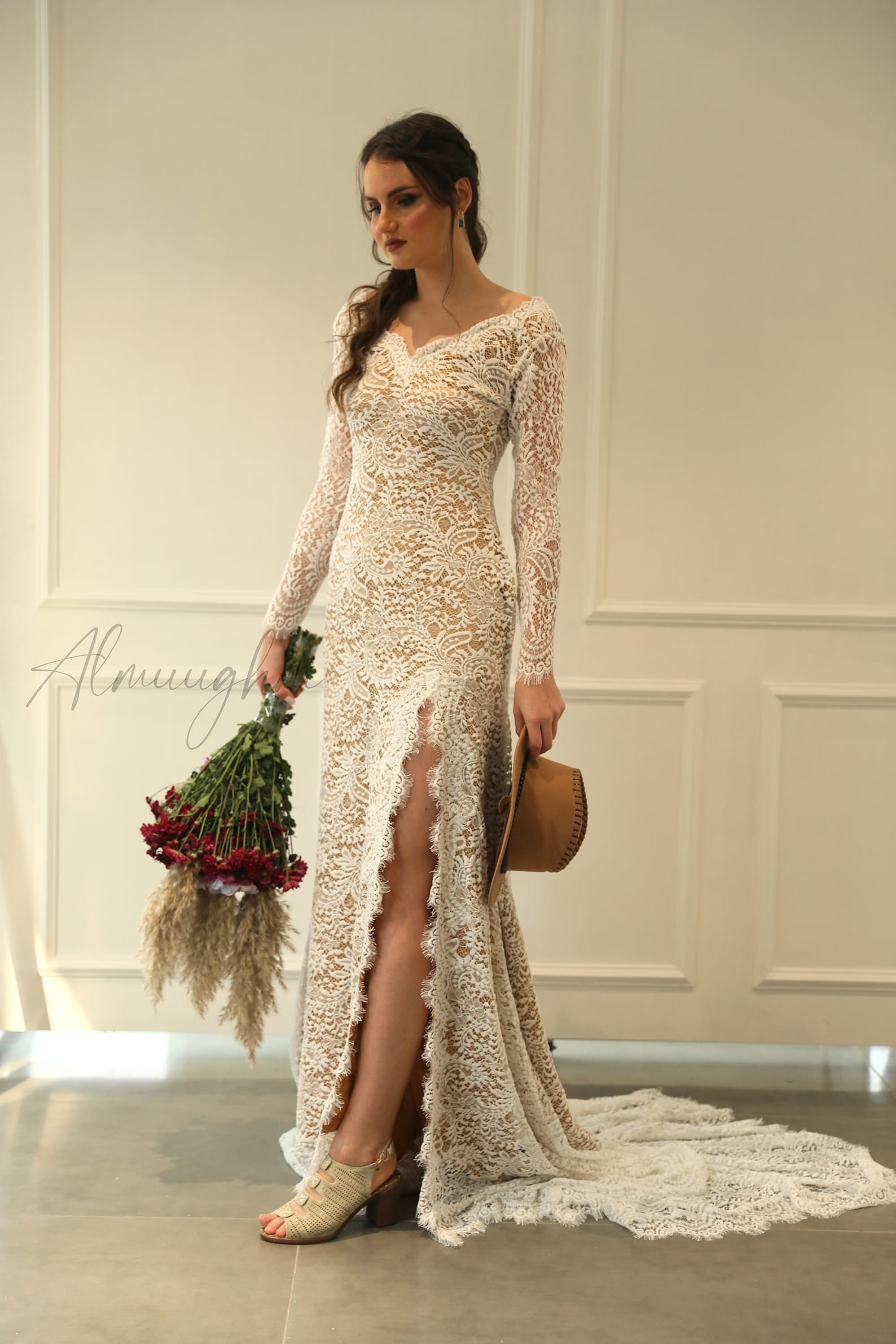 Boho Long Sleeve Lace Wedding Dress Lace Wedding Gown Lace - Etsy