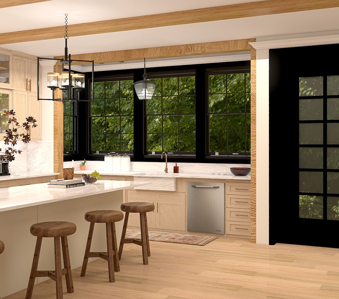 3D Kitchen Rendering Design. Includes Small Kitchen Nookmade to Order ...