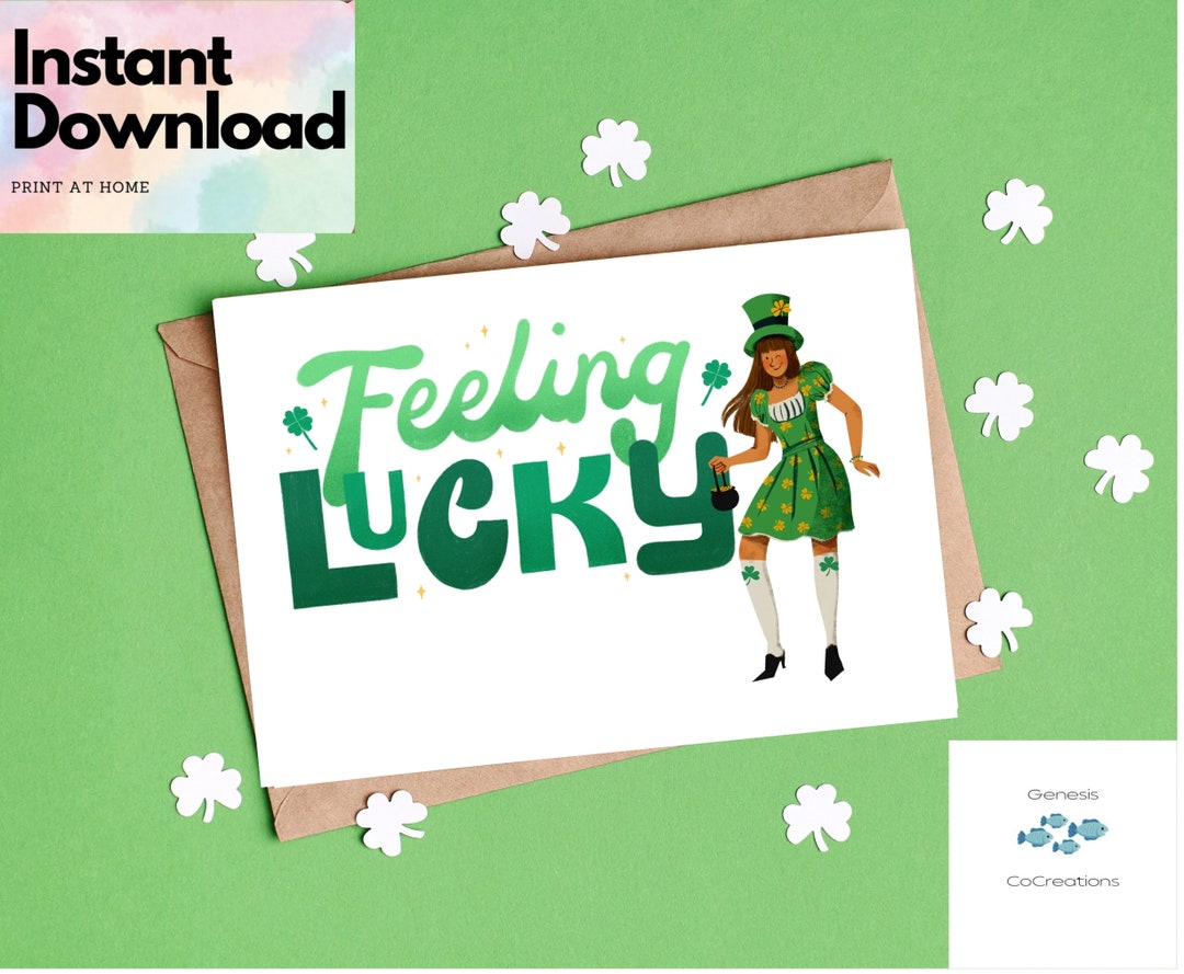 Instant Download Blank St. Patricks Day Card. Feeling Lucky Easy Print ...
