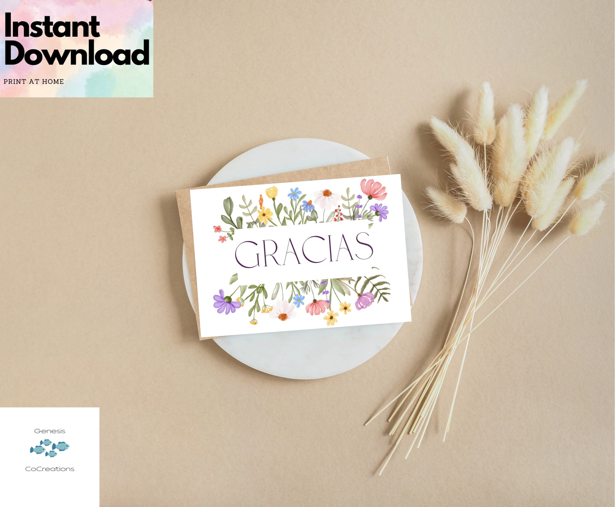 Instant Download Gracias Card. Uplifting Cards, Print at Home Cards ...