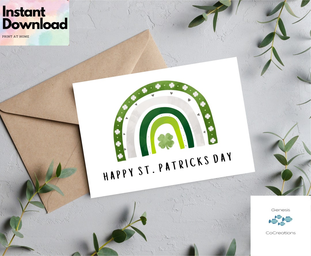 Instant Download Blank Greeting Card for St Patricks Day. Cute Green St ...