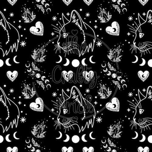 Witchy Night Garden Magical Seamless Pattern Surface Design - Etsy
