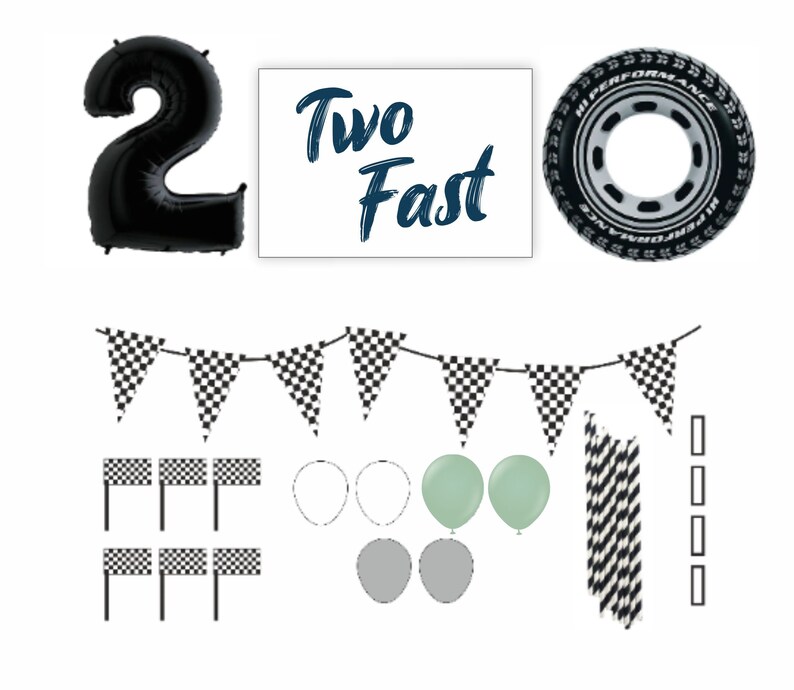 Two Fast Birthday Theme Set Two Fast Party Decor Race Car - Etsy