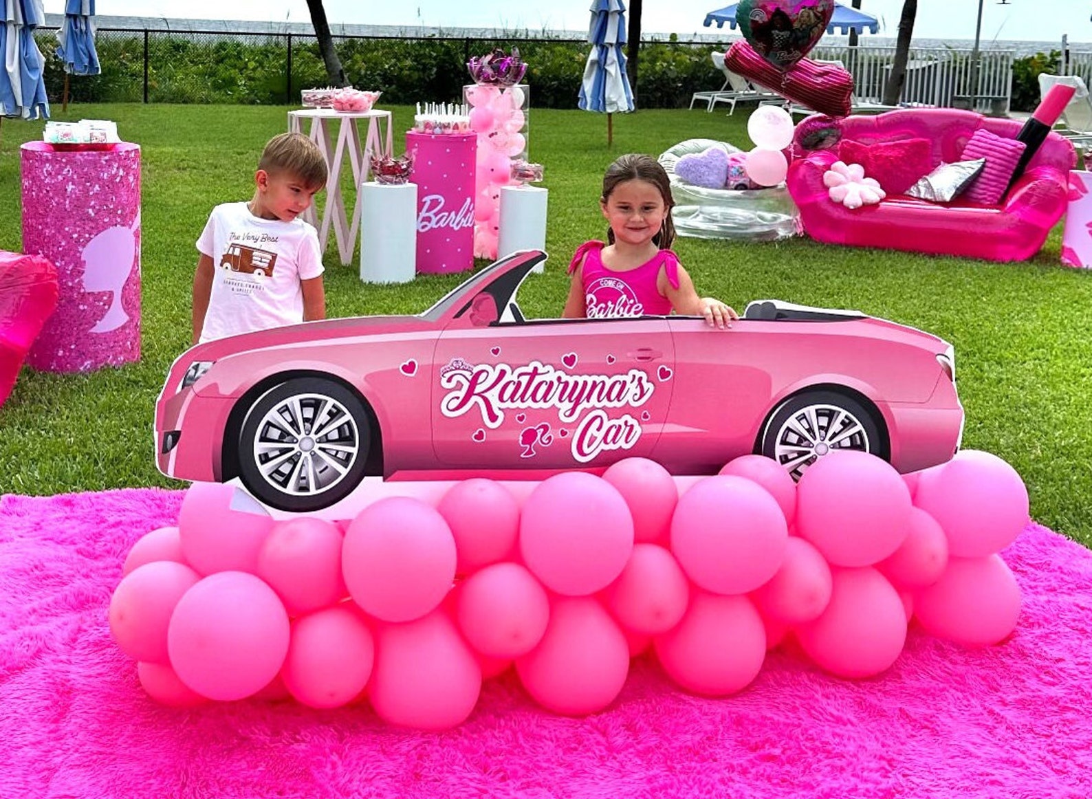 Doll Backdrop Birthday Car Decor, Pink Car Cutouts, Pink Car Party ...