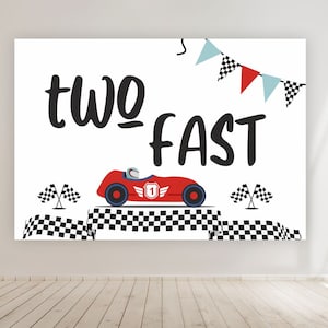 Two Fast Birthday Backdrop, Race Car Birthday Backdrop, Second Birthday ...
