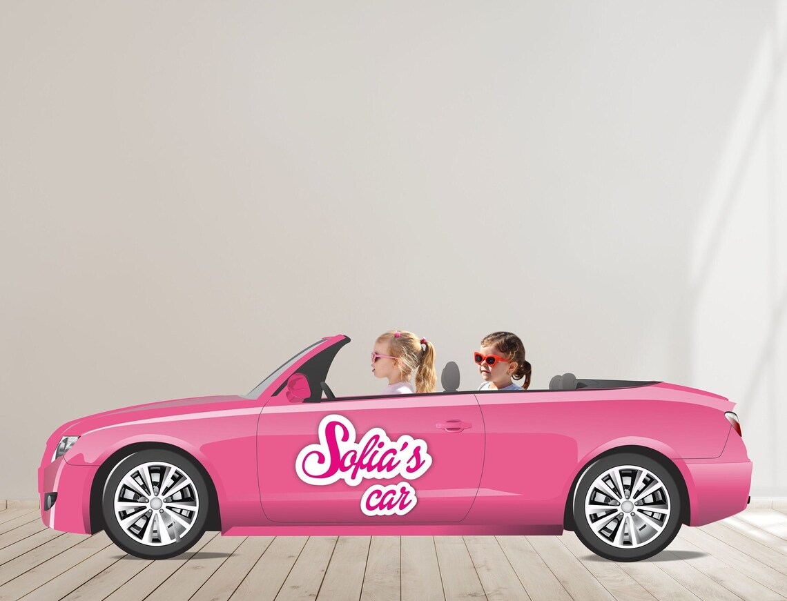 Doll Backdrop Birthday Car Decor, Pink Car Cutouts, Pink Car Party ...