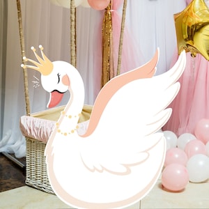 Swan Princess Baby Shower Big Decor, Mom Swan Cutout, Birthday Swan ...